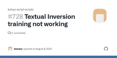 Textual Inversion Training Not Working · Issue 728 · Kohya Sssd
