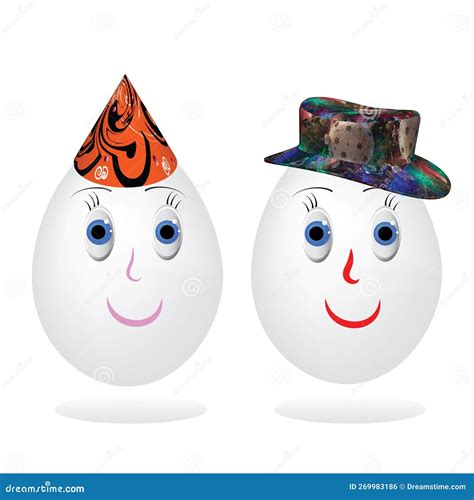 Illustration Of White Eggs In A Red Hat And Cap Stock Illustration