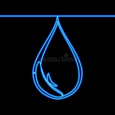 Continuous Line Drawing Water Drop Neon Concept Stock Vector Illustration Of Graphic Drip