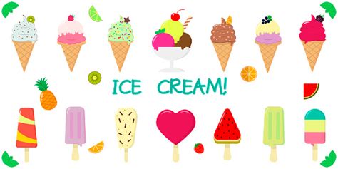 다양 한 달콤한 아이스크림 와플 컵과 막대기 흰색 배경과 텍스트에 육즙 과일과 열매의 14 가지 유형의 집합 컬렉션입니다 평면 스타일 벡터 일러스트 0명에 대한 스톡 벡터