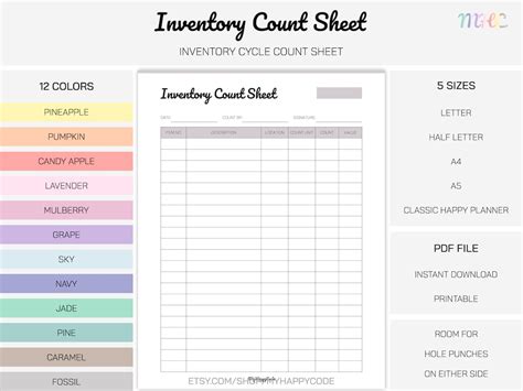 Inventory Cycle Counting Sheet Printable Inventory Count Sheet Printable Inventory Check