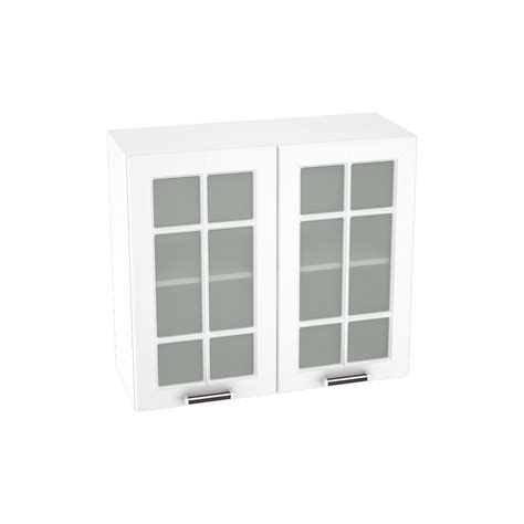 Шкаф верхний со стеклом с 2 створками Кухня Прага 800 мм Белый Белое дерево купить в Пензе в