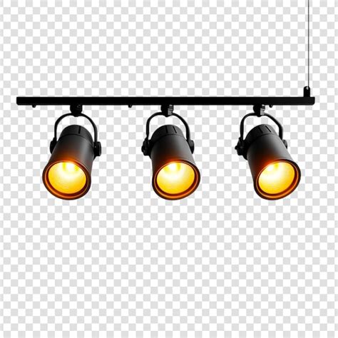 투명한 배경에 빈티지 금속 그림자를 가진 산업 스타일의 트랙 조명 Ai 생성 Psd