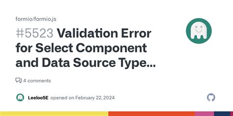 Validation Error For Select Component And Data Source Type Url · Issue