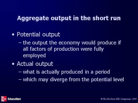 Aggregate Output In The Short Run Potential Output