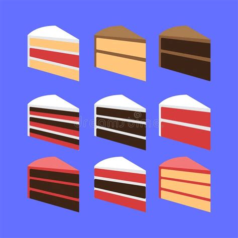Collection Of 9 Delicious Slice Cake Stock Vector Illustration Of Dessert Isolated 348319425