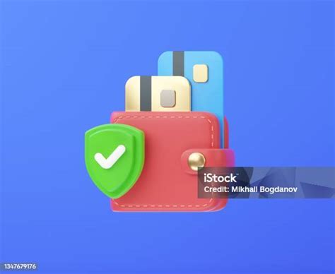 신용 카드와 방패 지갑 안전한 돈 운영 개념 인터넷 뱅킹 및 송금 3d 렌더링 3차원 형태에 대한 스톡 사진 및 기타 이미지 3차원 형태 개념 개념과 주제 Istock