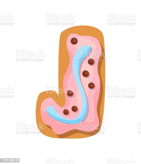 만화 쿠키 글꼴 제과자들은 자본 편지 J 벡터 영어 Abc 베이킹 컬러 유약에 양식화 창조적 인 진저 브레드 알파벳 디자인 어린