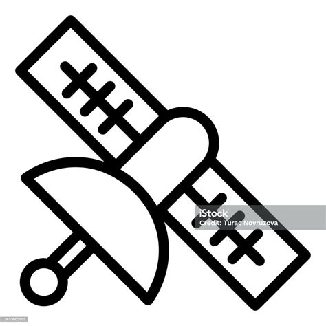 위성 회선 아이콘입니다 민간인 또는 육군 지구 관측 물체는 궤도 기호에 있고 흰색 배경에 윤곽선 스타일 픽토그램이 있다 군사 기호 모바일 개념 웹 디자인입니다 벡터 그래픽