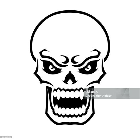 화가 두개골 윤곽 실루엣 디자인 요소입니다 흰색 배경에서 격리된 벡터 그림입니다 책 스티커 포스터 카드 옷에 대한 템플릿 공포 무서움에 대한 스톡 벡터 아트 및 기타 이미지