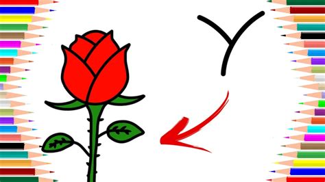 Πως να Ζωγραφίσω εύκολα το τριαντάφυλλο από το γραμμά Υ Ζωγραφική για Παιδιά How To Draw