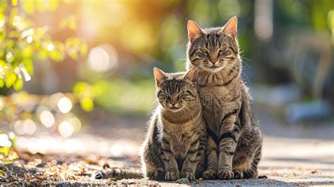 Two Tabby Cats Resting In The Sunshine Stock Illustration