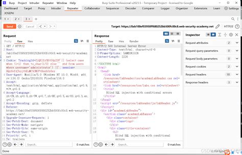 Bp靶场 Sql注入第十二关（关于cookie的盲注之报错）lab Blind Sql Injection With Conditional Errors Csdn博客