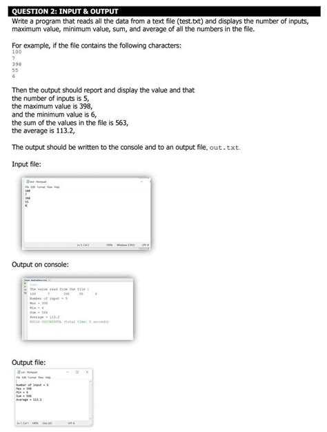Solved Question 2 Input And Output Write A Program That Reads