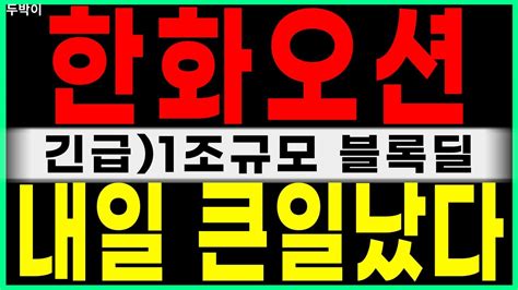 🐥한화오션🐥 긴급 1조 규모 블록딜 내일 큰일났다 조선주 조선관련주 삼성중공업 트럼프 급등주 주가 주가전망 주식추천 목표가 대응방법 두박이 Youtube