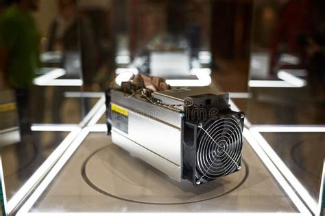 Cryptocurrency Mining Equipment Asic Application Specific Integrated Circuit On Farm Stand