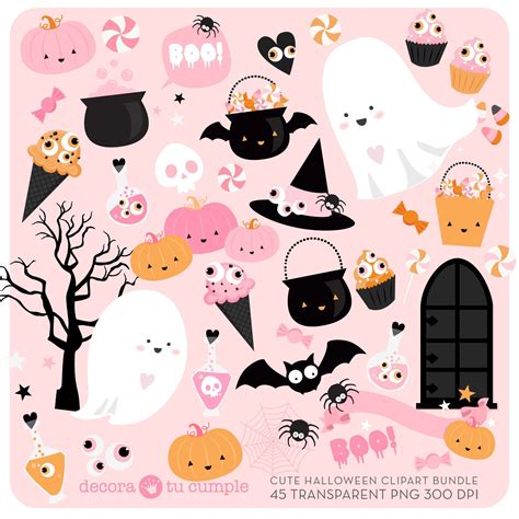 Halloween Clipart Bundle With Cute Pumpkins Bats And Other Decorations
