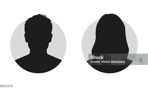 남성과 여성의 얼굴 실루엣 또는 아이콘입니다 남자와 여자 아바타 프로필입니다 알 수 없는 또는 익명 사람 벡터 일러스트입니다 실루엣에 대한 스톡 벡터 아트 및 기타 이미지