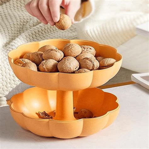 1pc Pumpkin Shaped Fruit Tray Double Layered Fruit Basket With