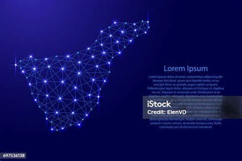 테네리페 지도 다각형 블루 라인에서 빛나는 별 벡터 일러스트 레이 션 0명에 대한 스톡 벡터 아트 및 기타 이미지 0명 개념과 주제 관광 Istock