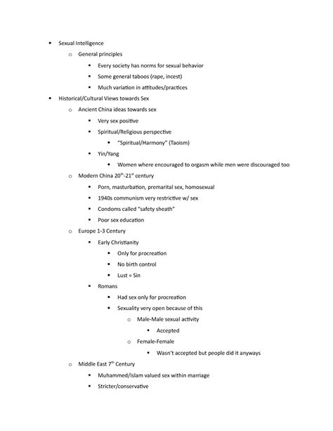 Sexual Intelligence Notes Sexual Intelligence O General Principles Every Society Has Norms For