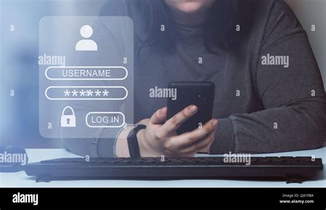 Woman Logging In Personal User Information With Smartphone Security Information And Encryption