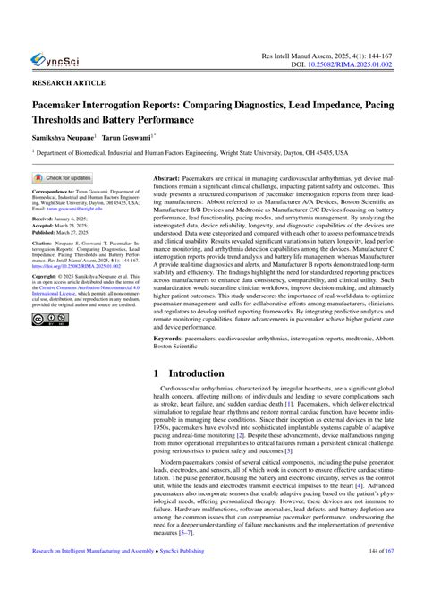 Pdf Pacemaker Interrogation Reports Comparing Diagnostics Lead Impedance Pacing Thresholds