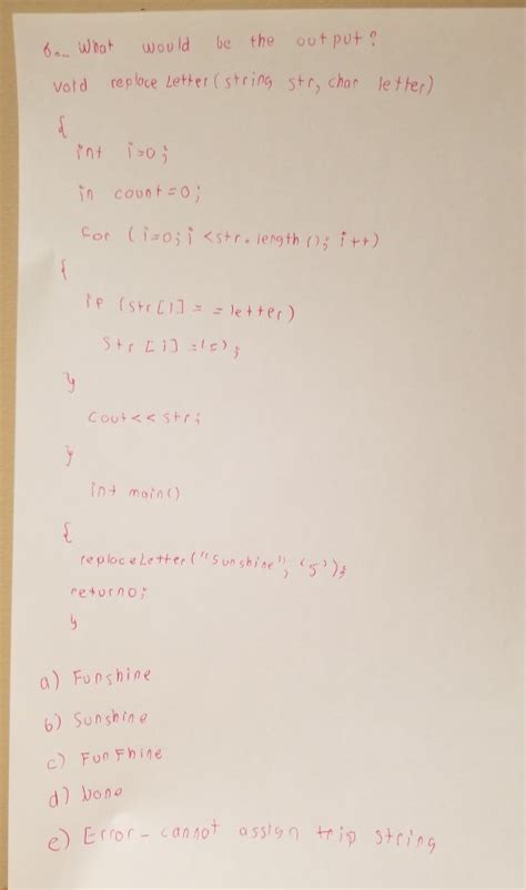 solved bon what would be the output vold replace letter