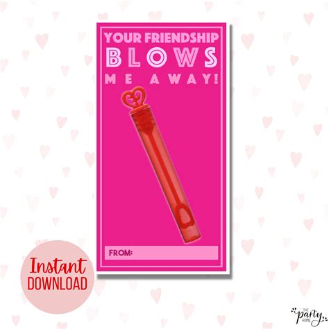 Bubbles Classroom Valentine Card Printable Bubble Wand Valentines Day