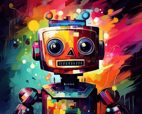 Retro Style Robot Was Created Using Digital Pnting Stock Illustration Illustration Of Retro