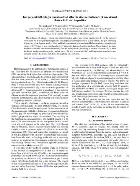Pdf Integer And Half Integer Quantum Hall Effect In Silicene