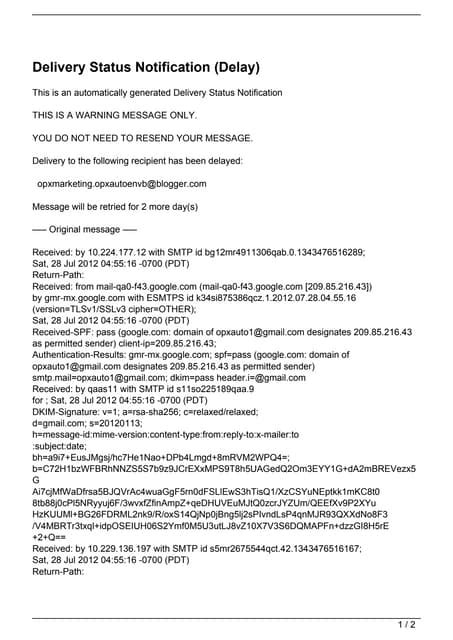 Delivery Status Notification Delay Pdf