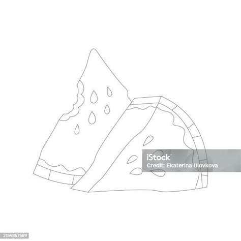 검은 씨앗 수박의 두 조각 벡터 그림 여름 여름의 즐거움 휴가 선형 아이콘 0명에 대한 스톡 벡터 아트 및 기타 이미지 0명 건강한 생활방식 건강한 식생활 Istock