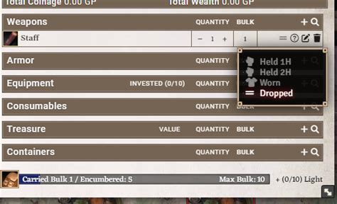 Prevent Dropped Items From Counting Towards Total Bulk · Issue 5528