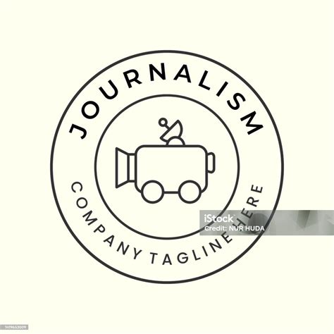 선형 및 엠블럼 스타일 심볼 벡터 아이콘 디자인이있는 저널리즘 카메라 뉴스 템플릿 일러스트레이션 Live Event에 대한 스톡