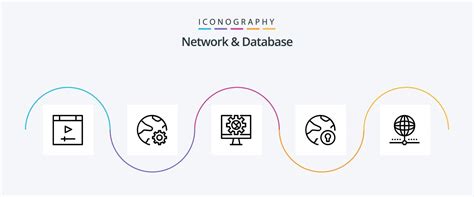 Network And Database Line 5 Icon Pack Including Online Global Network Online 19221637 Vector