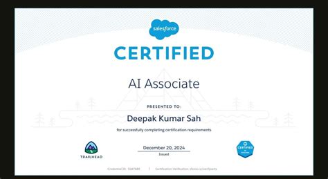 Salesforce Salesforcecertified Ai Trailhead Learningneverstops Deepak Kumar Sah