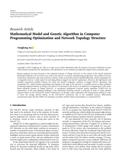 Pdf Mathematical Model And Genetic Algorithm In Computer Programming Optimization And Network