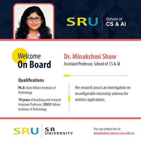 Sr University On Linkedin Sru Sruniversity Btech Newfacultymember Csandai Department