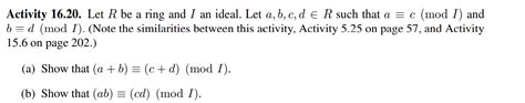 Solved Activity Let R Be A Ring And I An Ideal Let Chegg Com