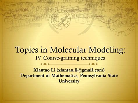 Ppt Coarse Graining Techniques In Molecular Modeling Theory And Applications Powerpoint