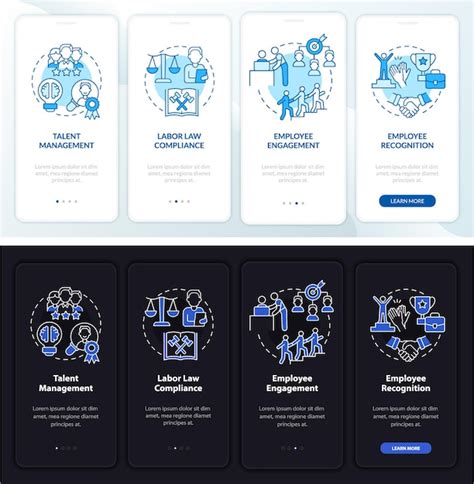 Premium Vector Hr Manager Duties Night Day Mode Onboarding Mobile App Screen Walkthrough 4