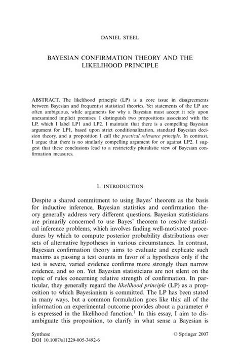 pdf bayesian confirmation theory and the likelihood principle dokumen tips