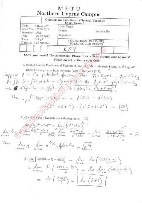 Calculus For Functions Of Several Variables Third Short Exam Questionsand Solutions Fall 2012