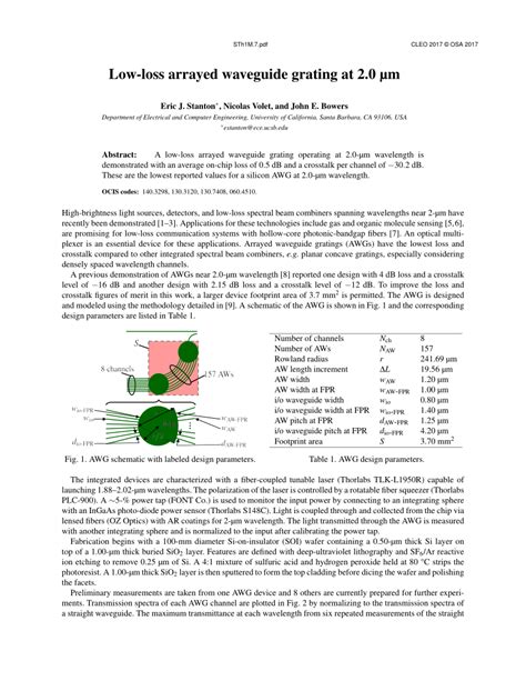 Pdf Low Loss Arrayed Waveguide Grating At 20 μm