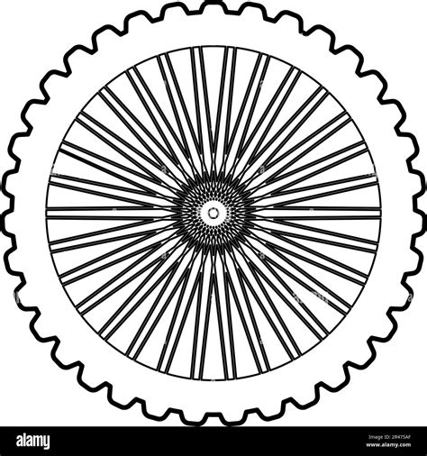Bike Wheel Bicycle Bike Motorcycle Contour Outline Line Icon Black Color Vector Illustration