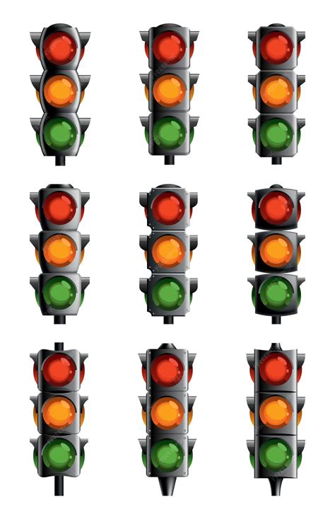 Premium Vector Collection With Traffic Lights With Red Yellow And
