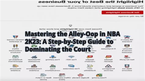 Mastering The Alley Oop In Nba 2k23 A Step By Step Guide To Dominating