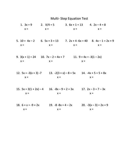 Printable Multi Step Equations Difficult Worksheet Free Download And Print For You