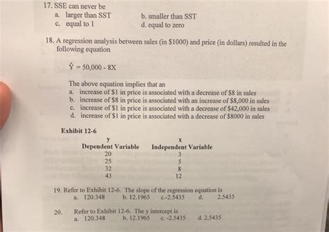 Solved 17 Sse Can Never Be A Larger Than Sst C Equal To 1